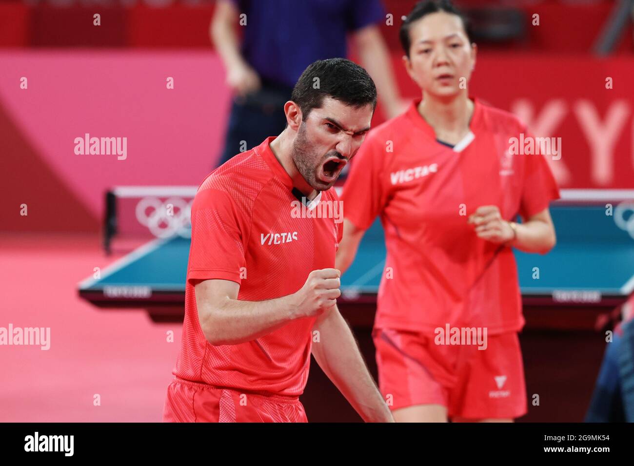 Tokyo, Japan. 26th July, 2021. Emmanuel LEBESSON (FRA) Table Tennis ...