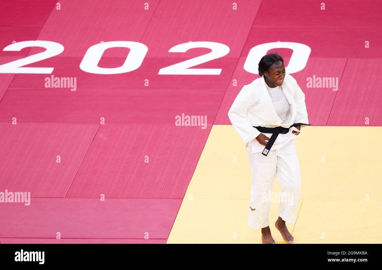 Tokyo, Japan. 27th July, 2021. Clarisse Agbegnenou of France reacts ...