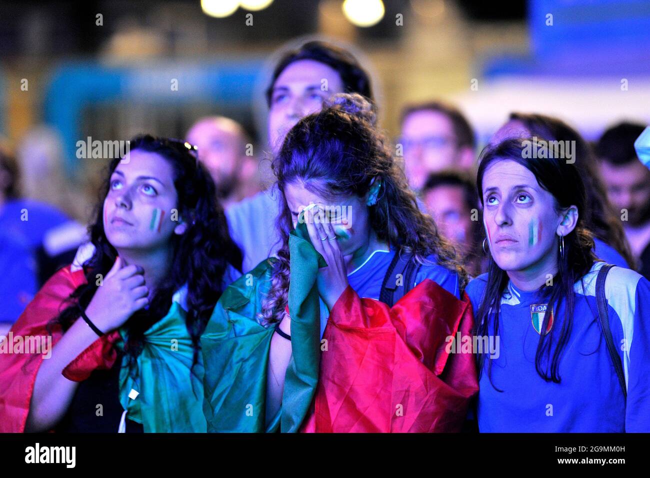 Italian fans in Piazza del Popolo in Rome, during the match of the ...