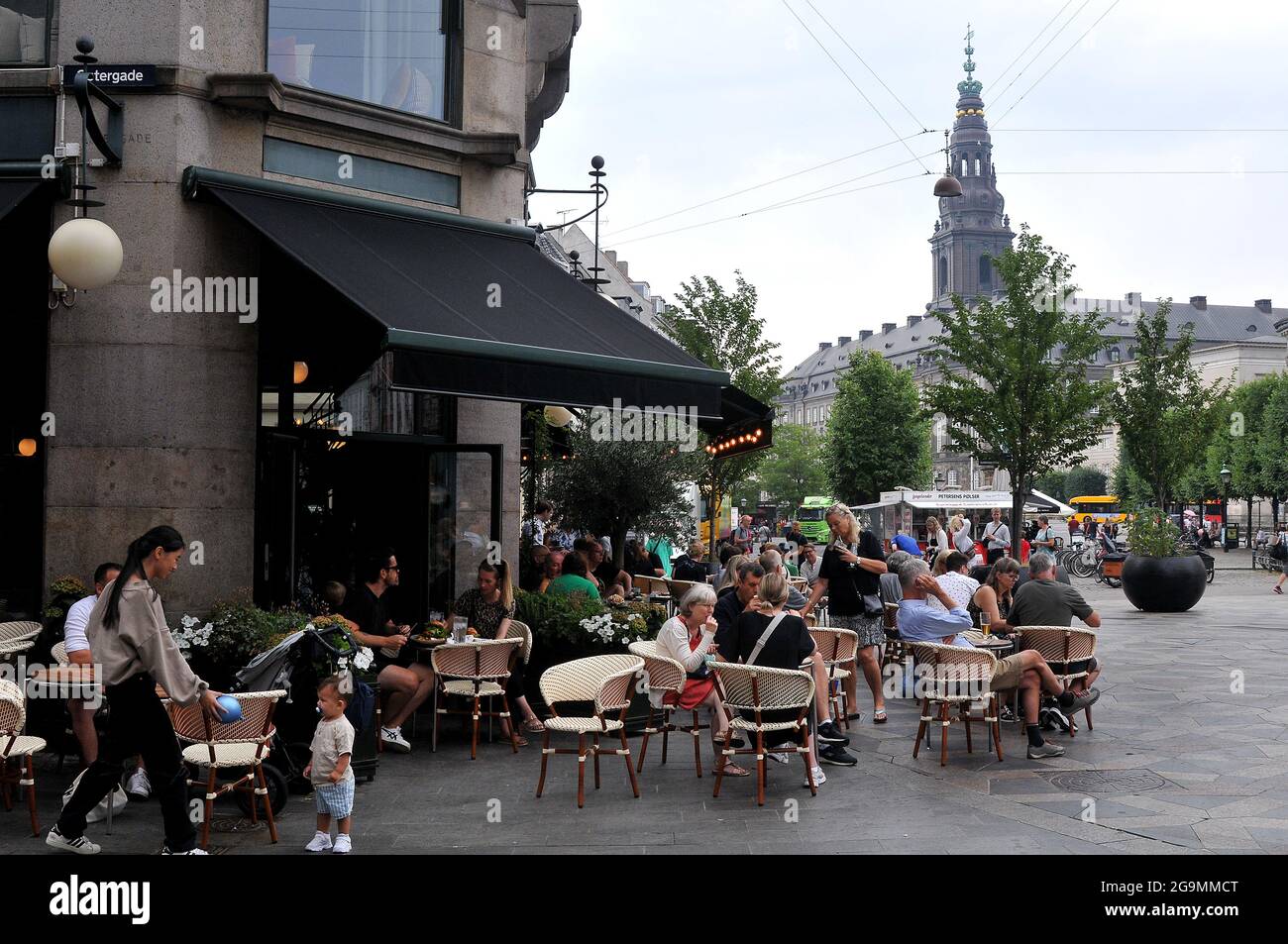 Copenhagen, Denmark.27 July 2021,Lunch and drinks and coffee out door ...