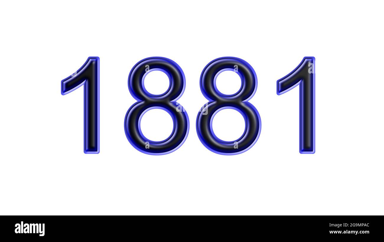 blue 1881 number 3d effect white background Stock Photo - Alamy