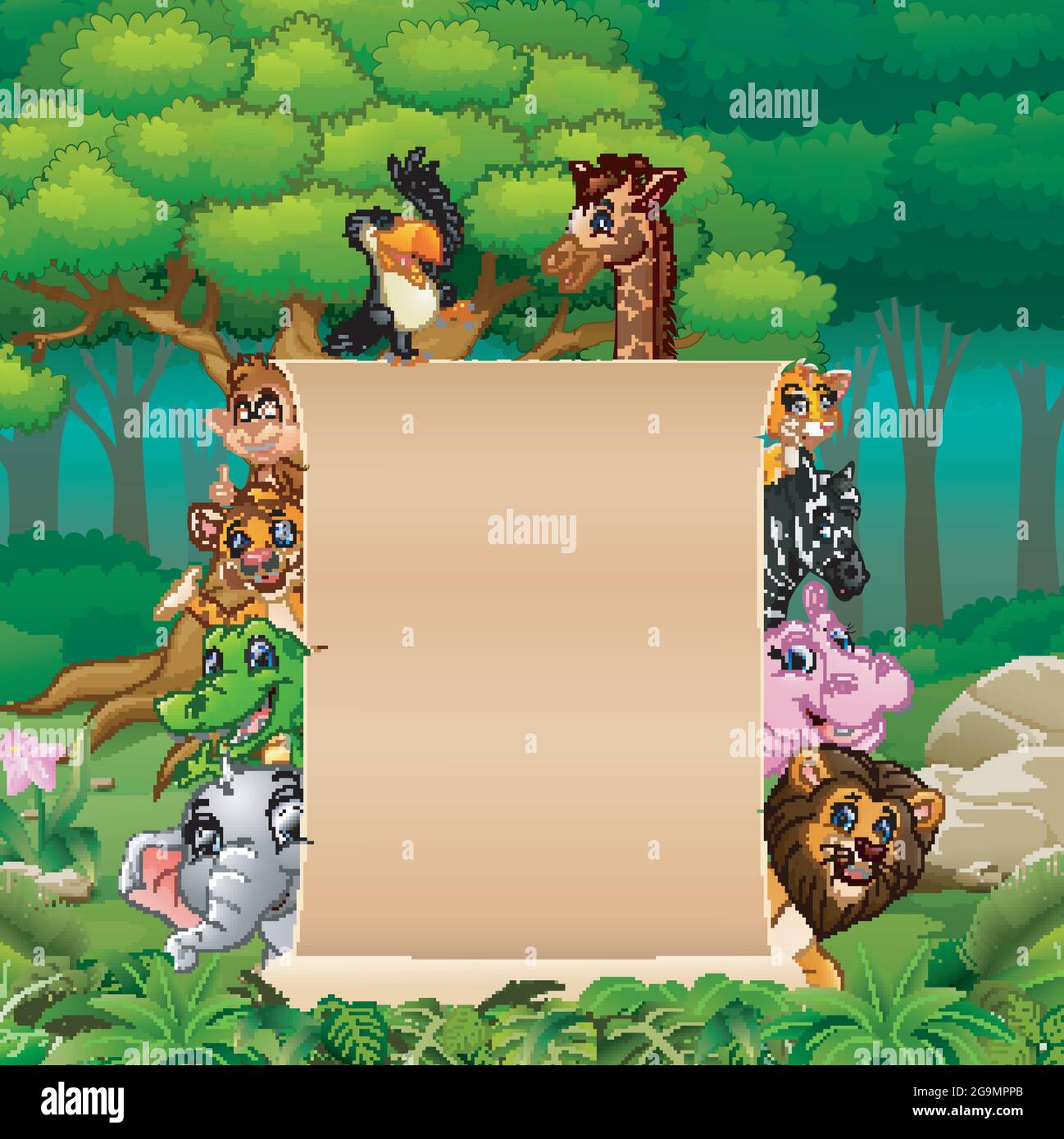 Tiger cartoon blank sign hi-res stock photography and images - Alamy