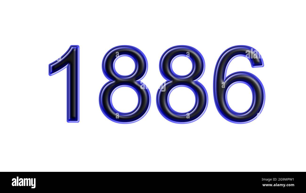 blue 1886 number 3d effect white background Stock Photo - Alamy
