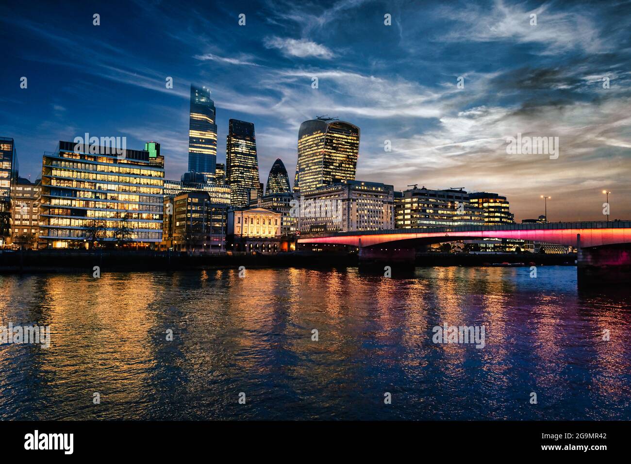 London City lights at Sunset Stock Photo - Alamy