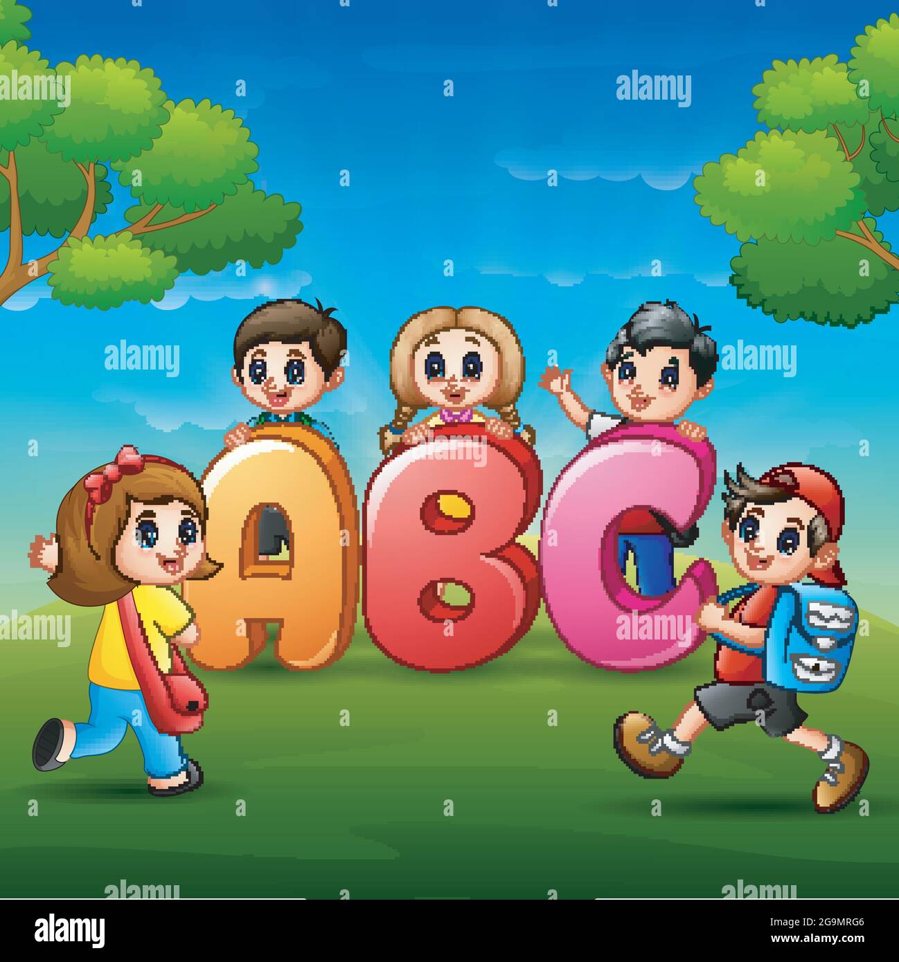 Happy children learning together Stock Vector Image & Art - Alamy