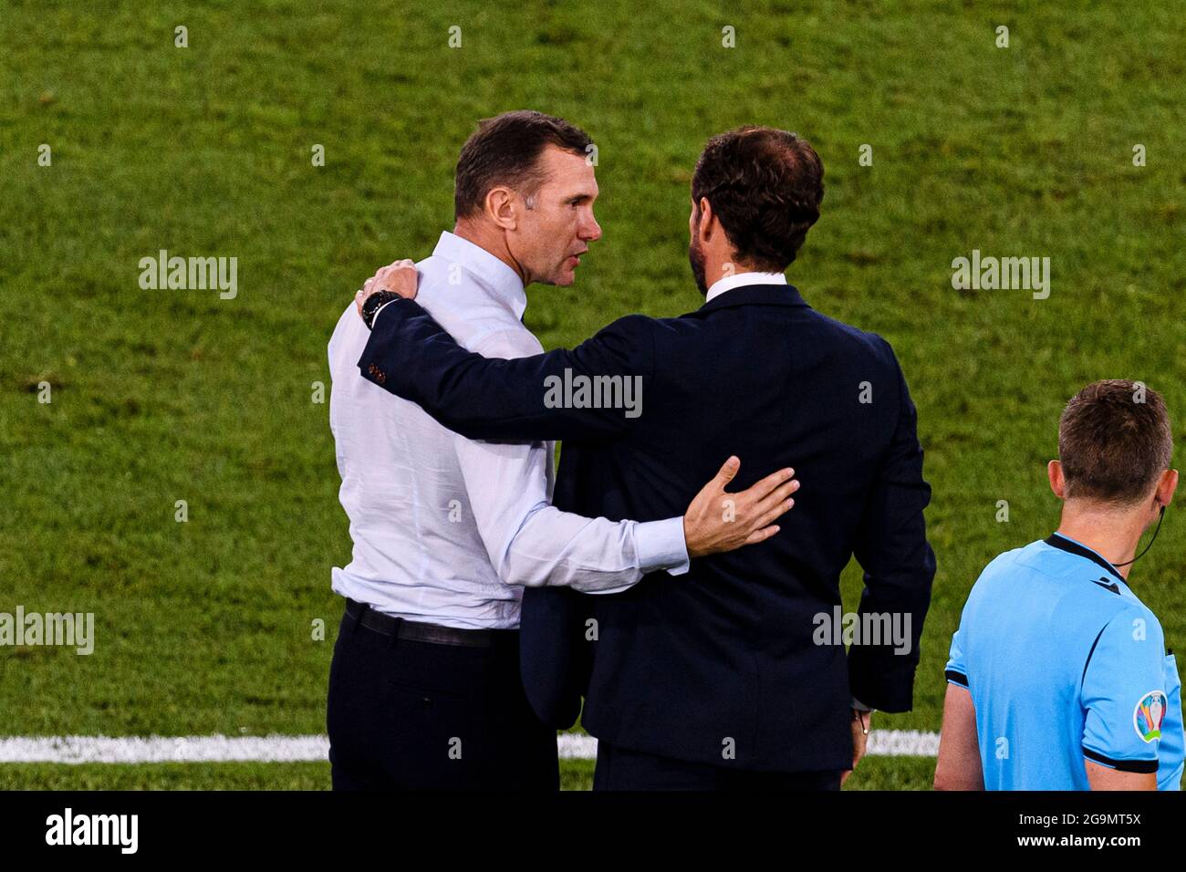 Rome, Italy - 03 July: Ukraine Head Coach Andriy Shevchenko (L) say ...