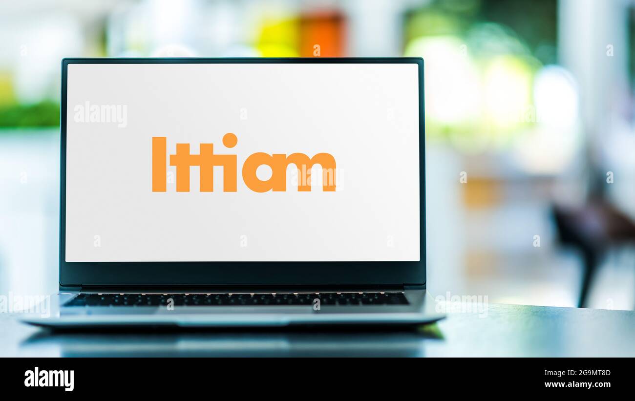 POZNAN, POL - JUN 12, 2021: Laptop computer displaying logo of Ittiam Systems, a venture capital ...