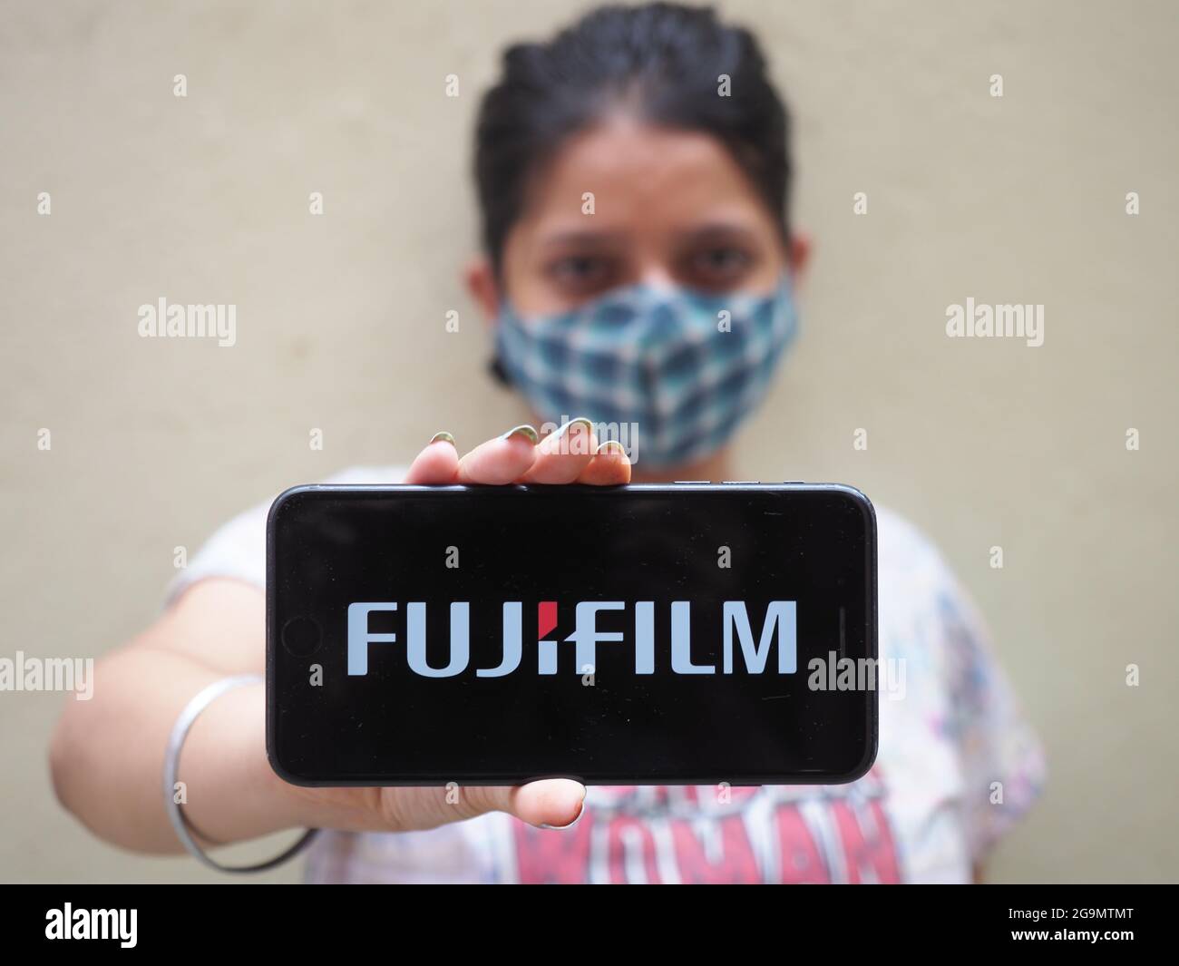 KOLKATA, INDIA - Jul 26, 2021: In this photo illustration the Fujifilm ...