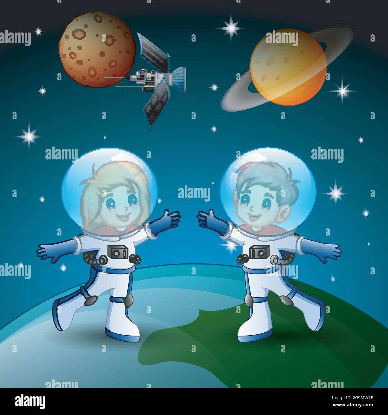Spaceship asteroids in space Stock Vector Images - Alamy