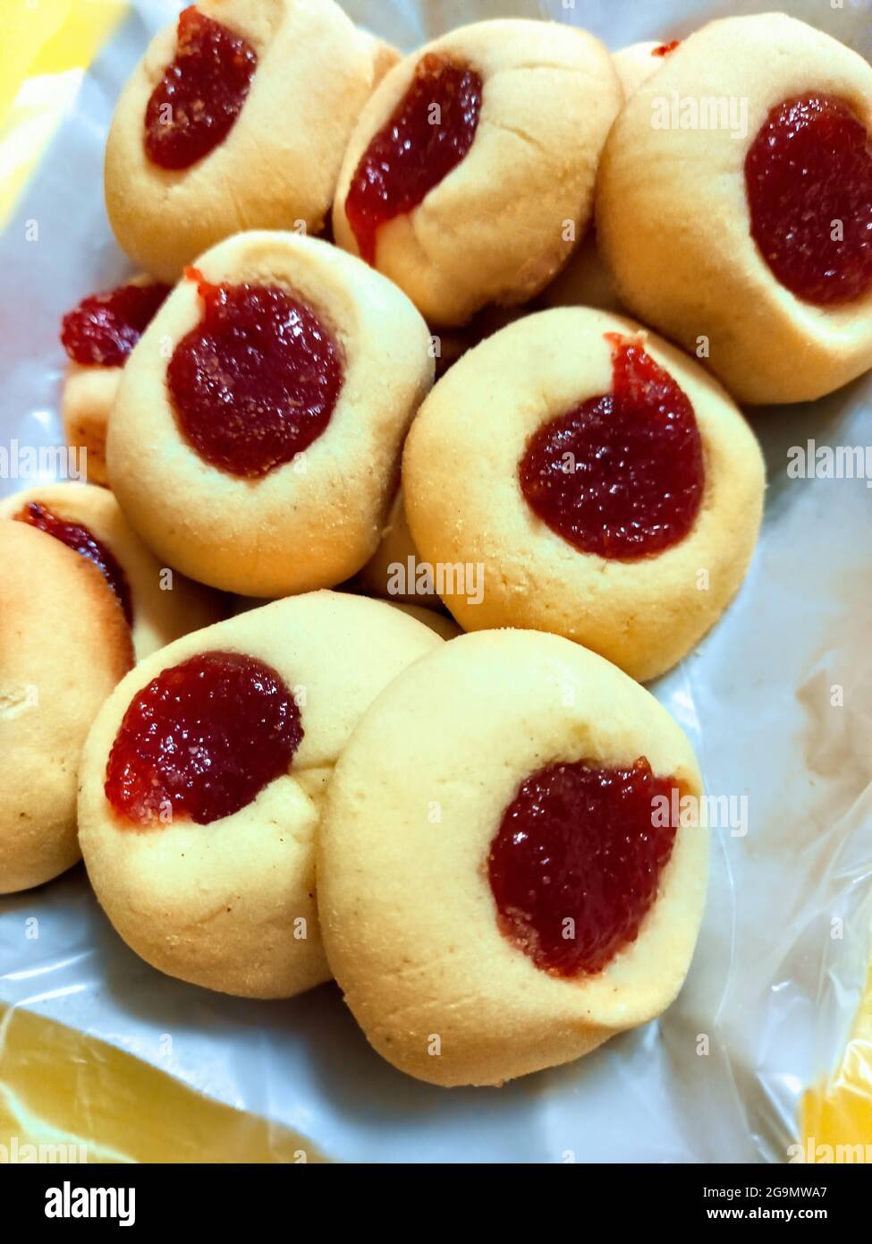 Pepas. Delicious Argentine traditional cookies with quince jelly on a ...