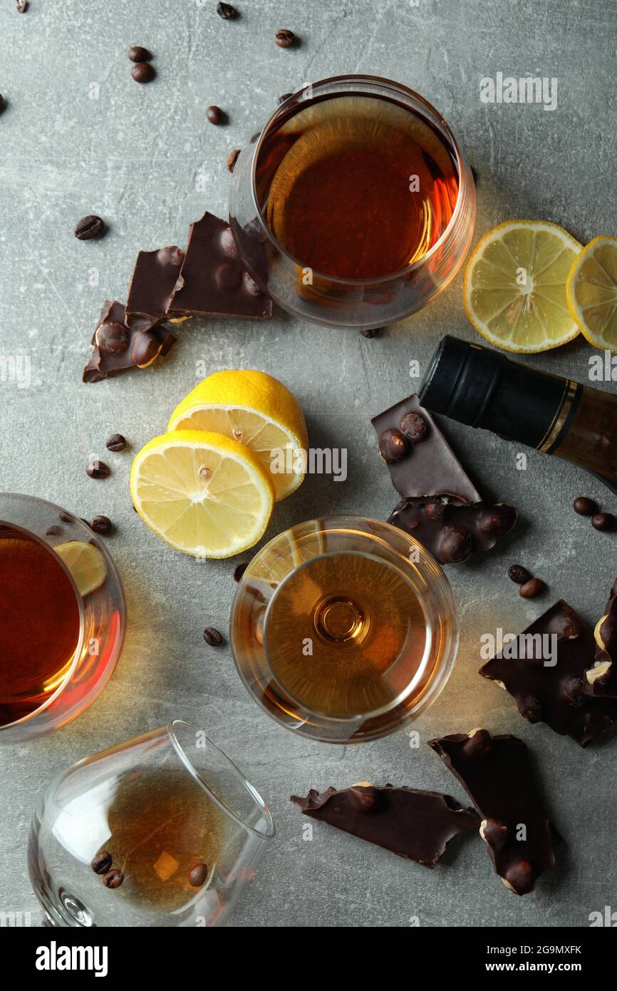 Concept of hard alcoholic drinks with cognac Stock Photo - Alamy