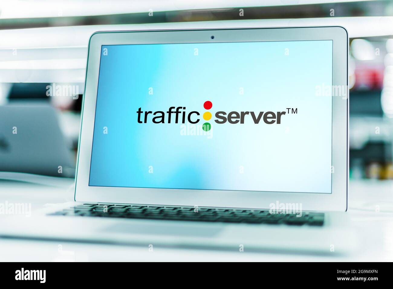 POZNAN, POL - JUN 12, 2021: Laptop computer displaying logo of The Apache Traffic Server (ATS ...