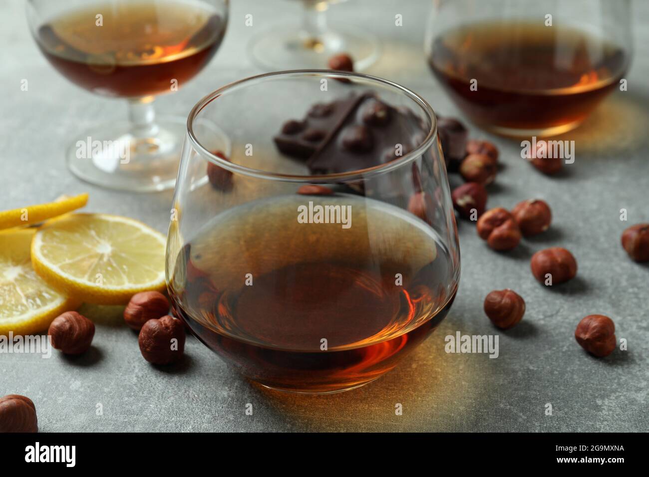 Concept of hard alcoholic drinks with cognac Stock Photo - Alamy