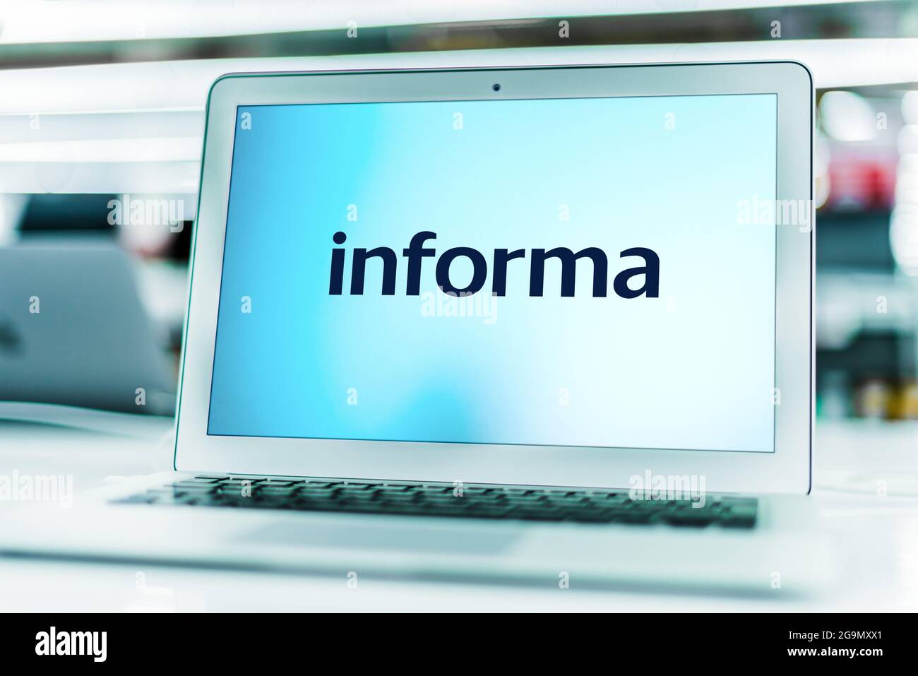 POZNAN, POL - JUL 3, 2021: Laptop computer displaying logo of Informa ...