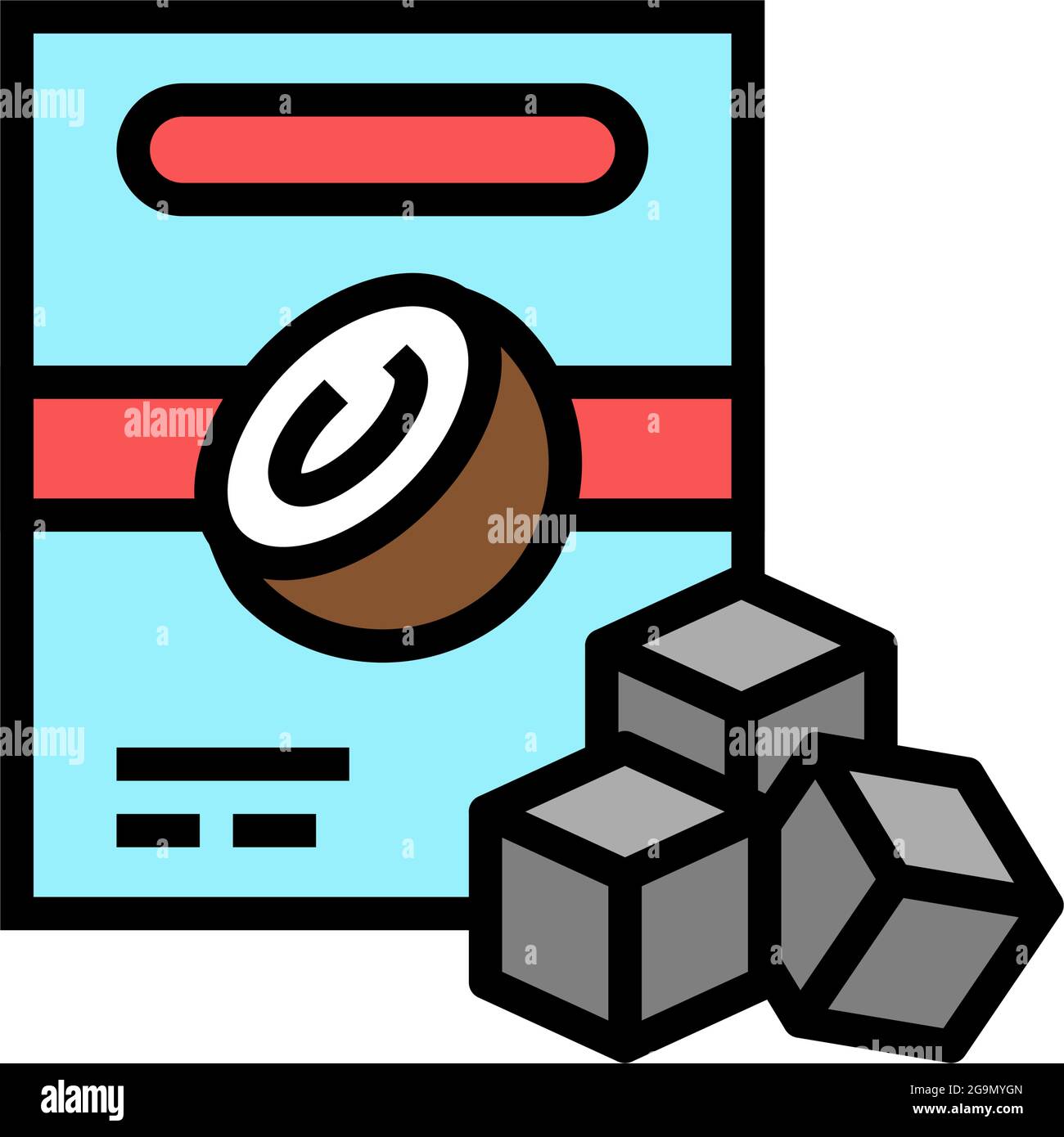 charcoal cubes coconut color icon vector. charcoal cubes coconut sign ...