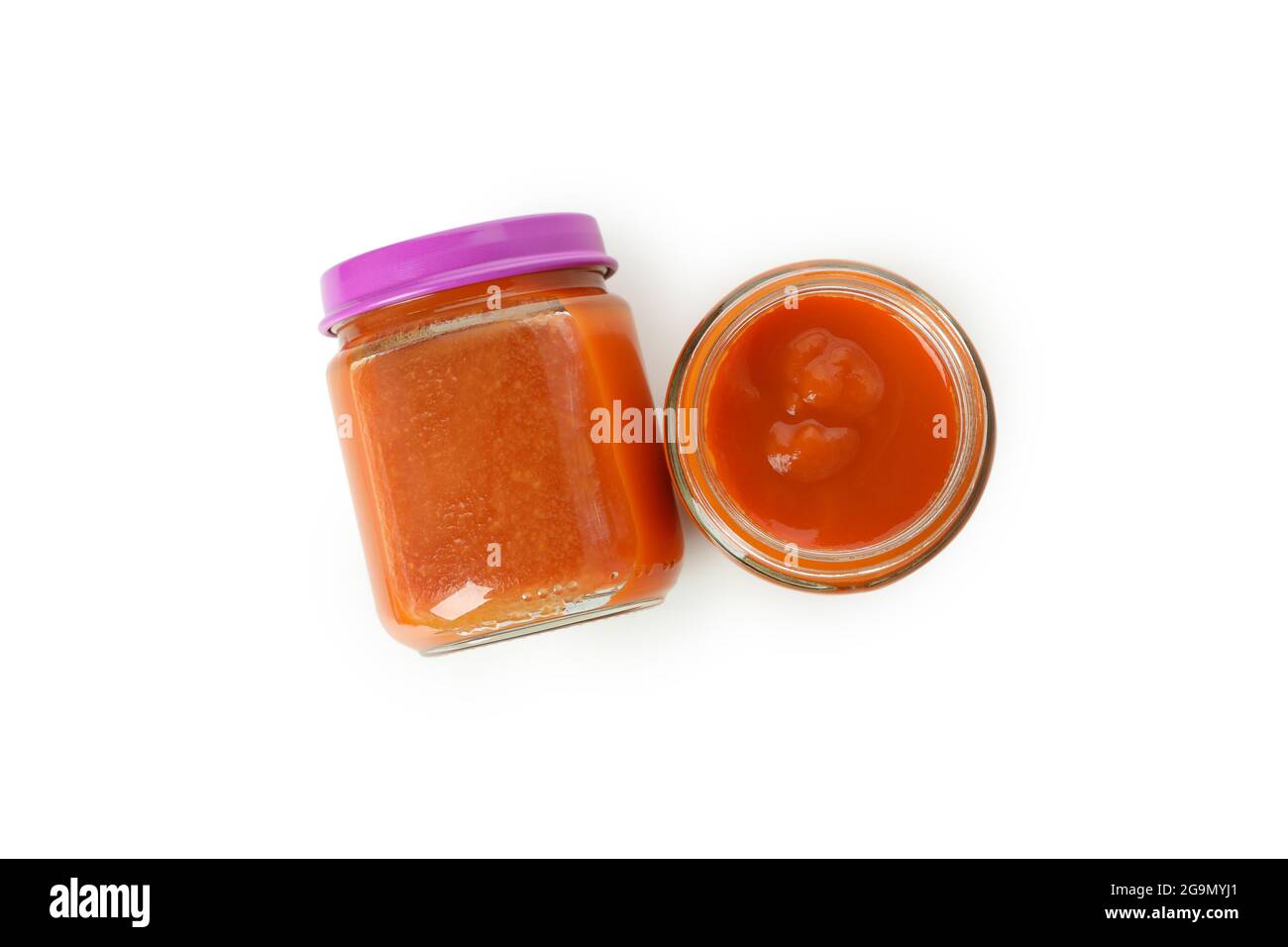 Concept of baby food isolated on white background Stock Photo - Alamy