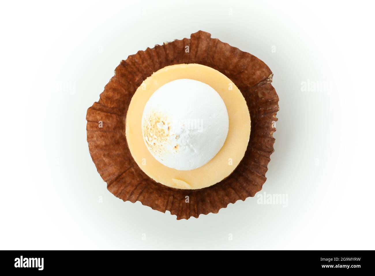 Tasty lemon cupcake isolated on white background Stock Photo - Alamy