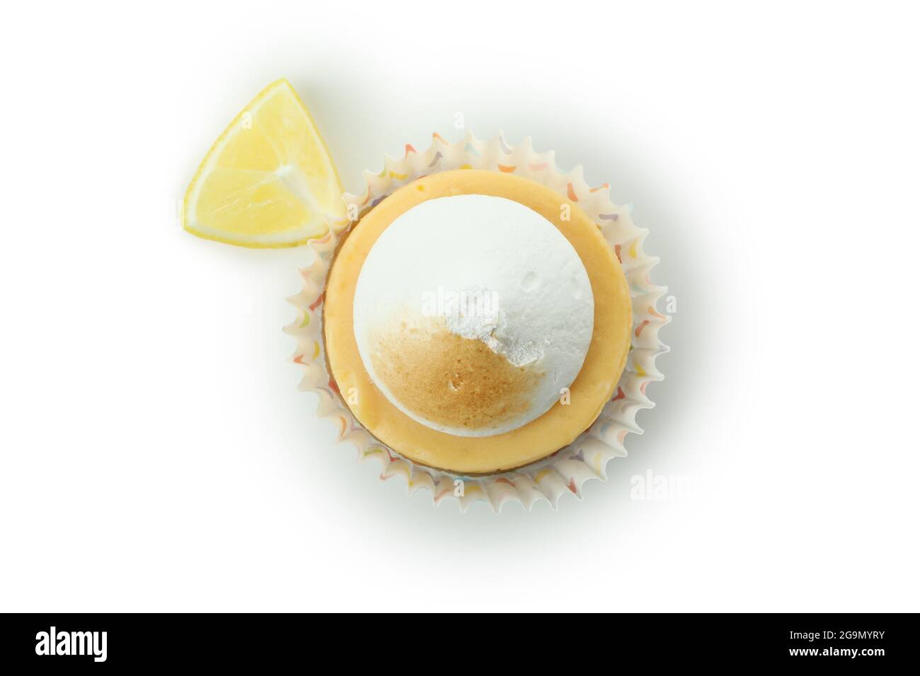 Tasty lemon cupcake isolated on white background Stock Photo - Alamy