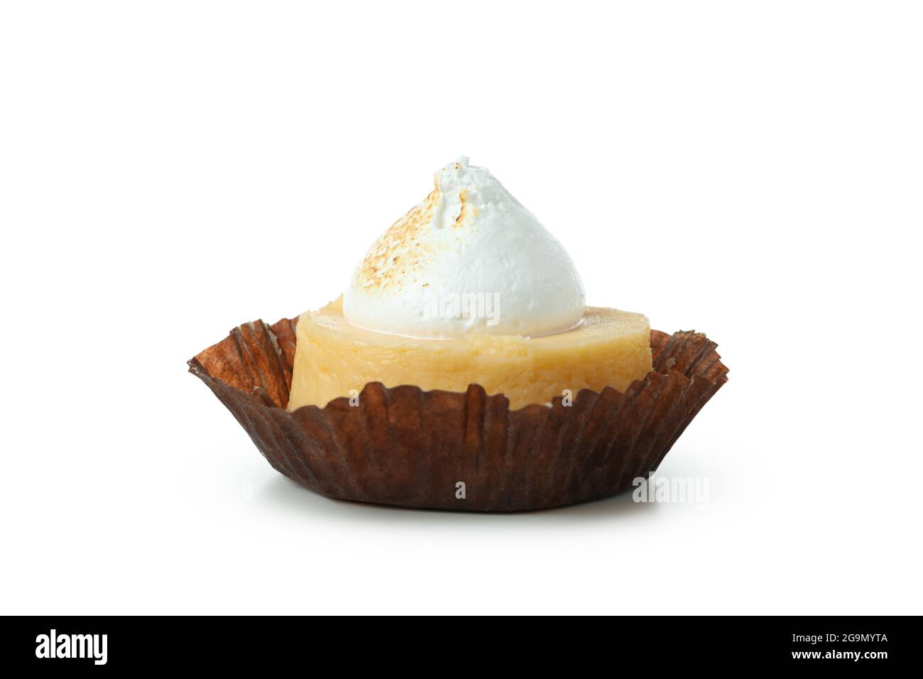 Tasty lemon cupcake isolated on white background Stock Photo - Alamy