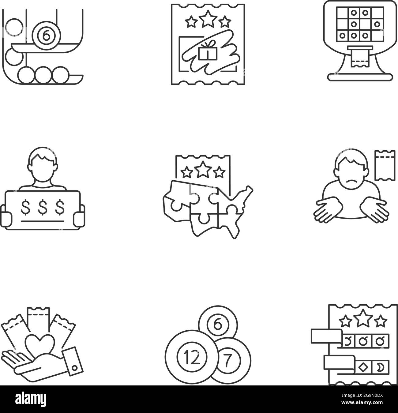 Lottery games types linear icons set Stock Vector Image & Art - Alamy