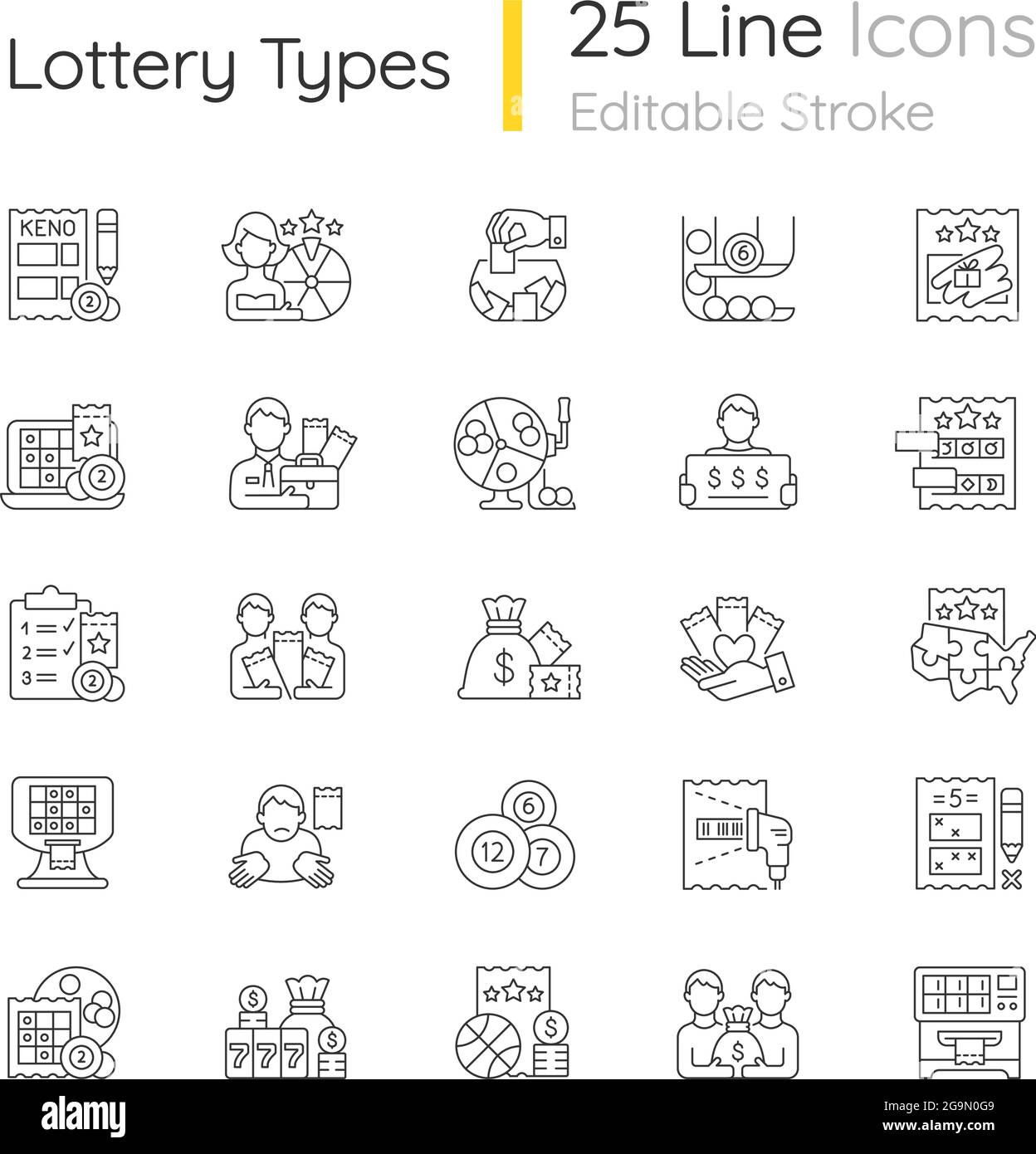 Lottery types linear icons set Stock Vector Image & Art - Alamy