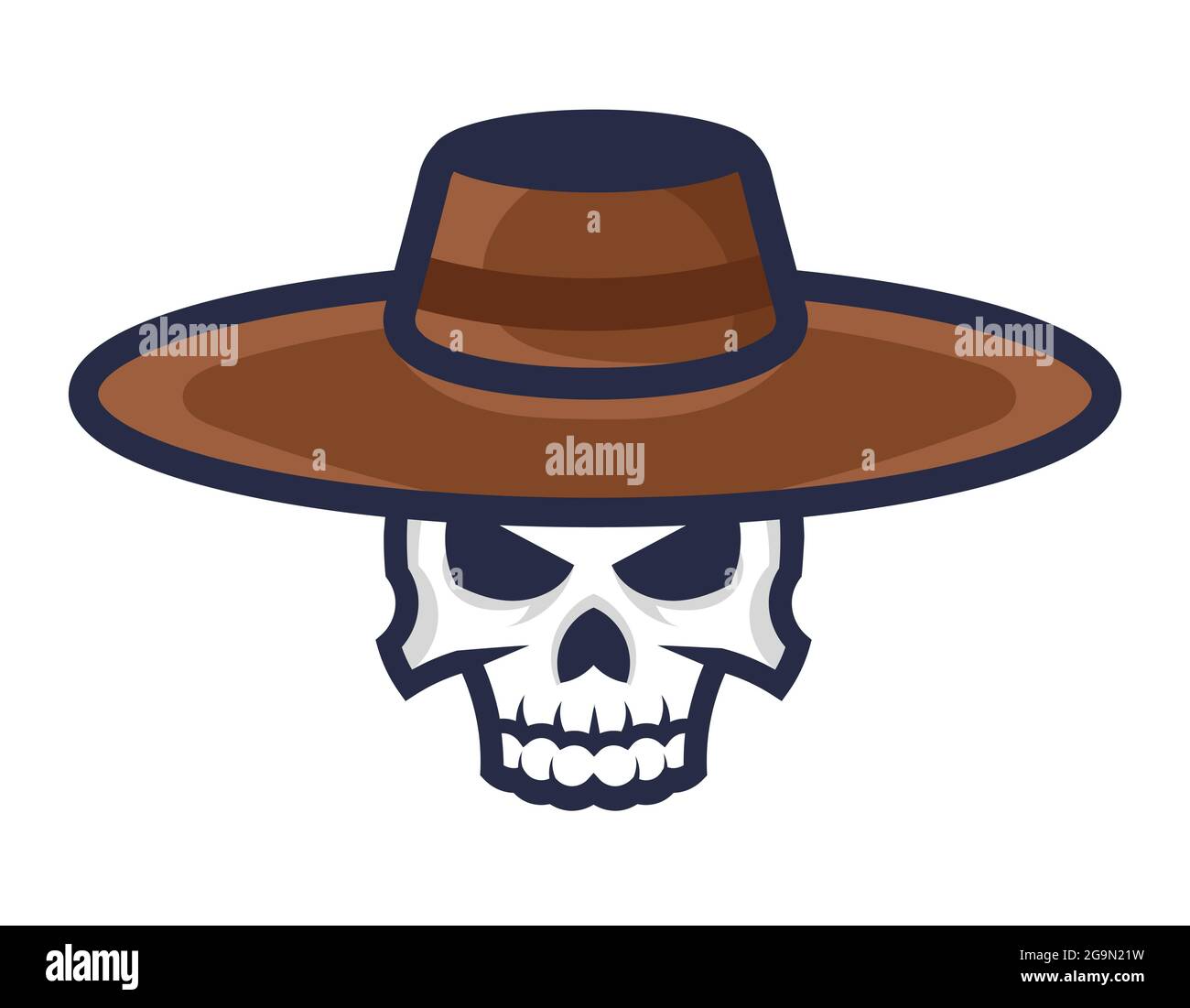 Skull cowboy in hat Stock Vector Images - Alamy