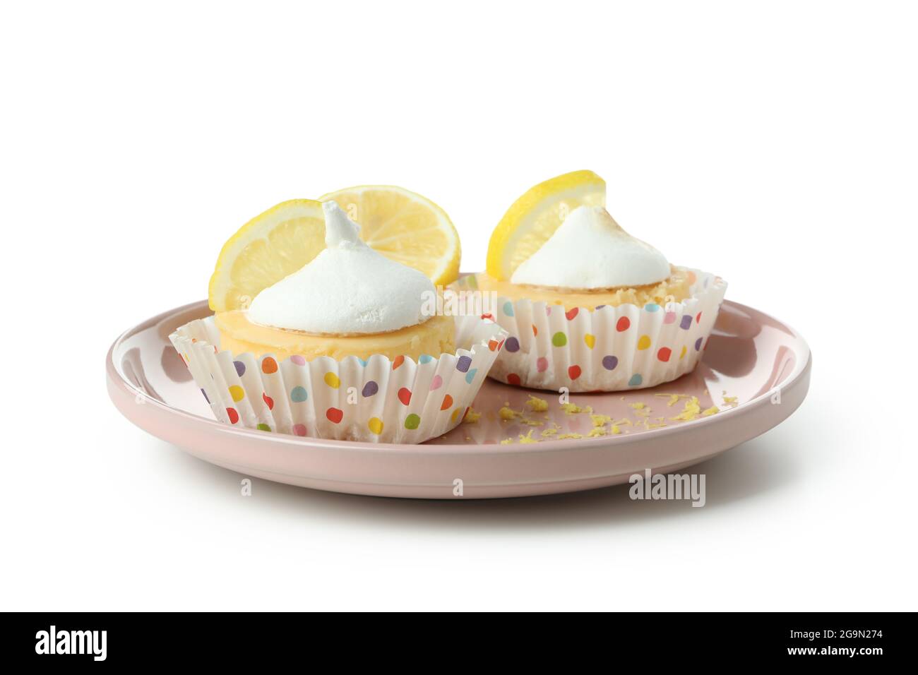 Tasty lemon cupcakes isolated on white background Stock Photo - Alamy
