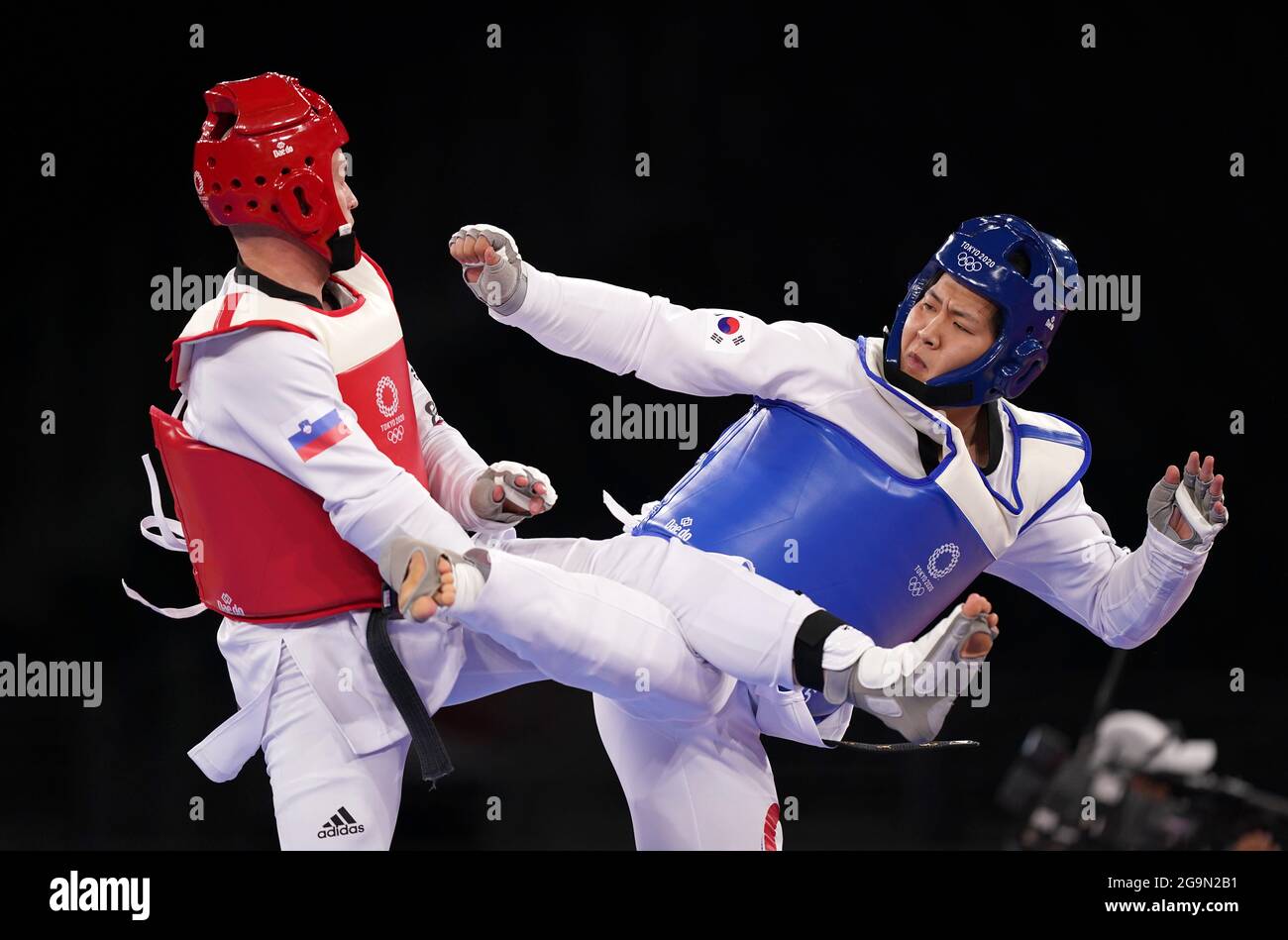 South Korea’s Kyo Dan In (right) in action against Slovenia’s Ivan ...