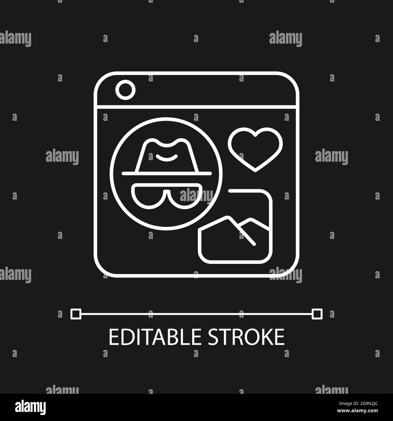 Anonymous social media white linear icon for dark theme Stock Vector ...