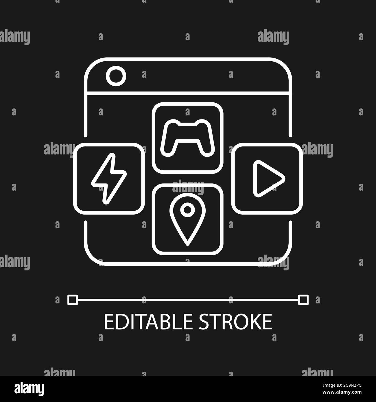 App distribution platforms white linear icon for dark theme Stock ...