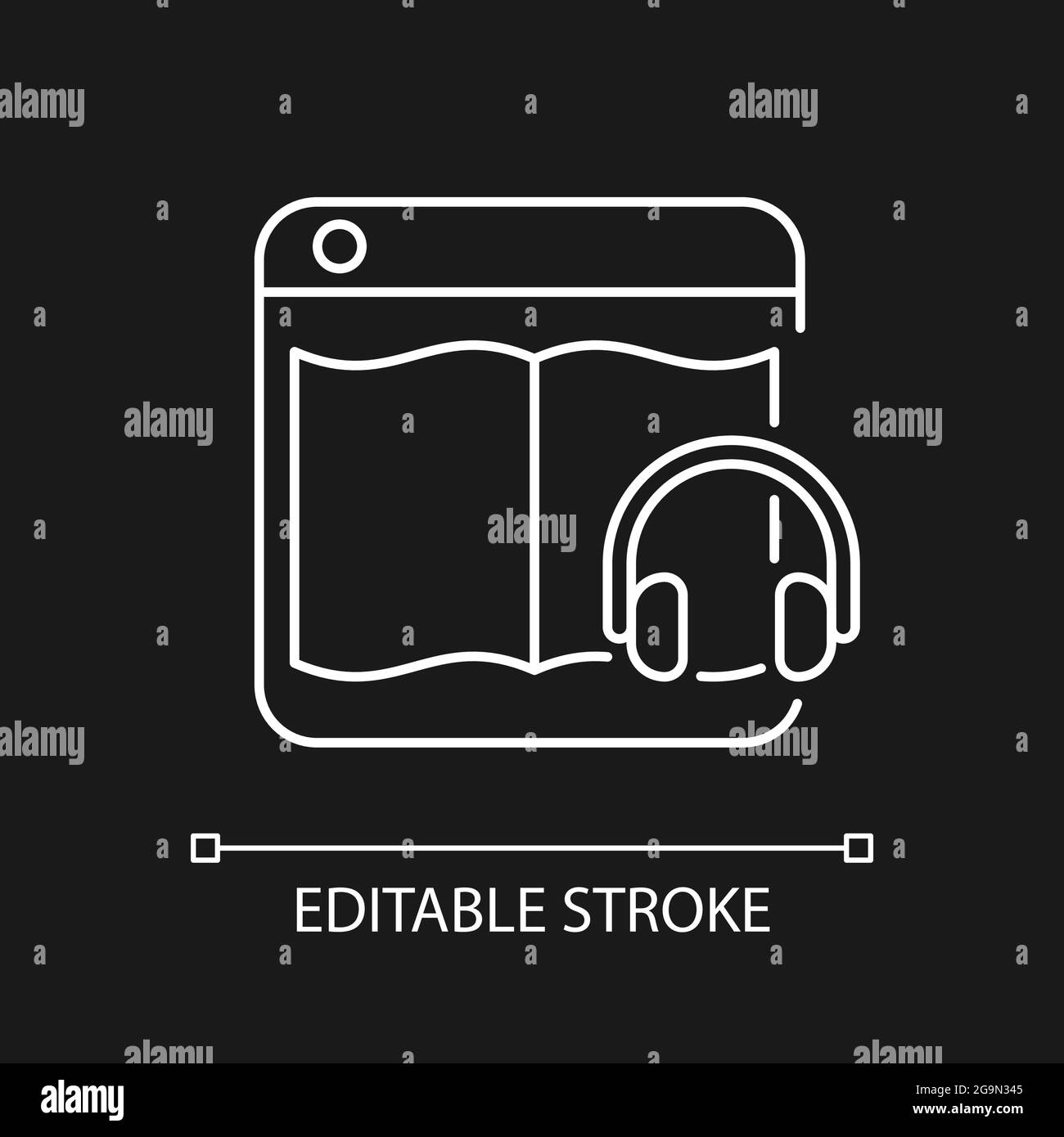 Audiobook online platforms white linear icon for dark theme Stock ...