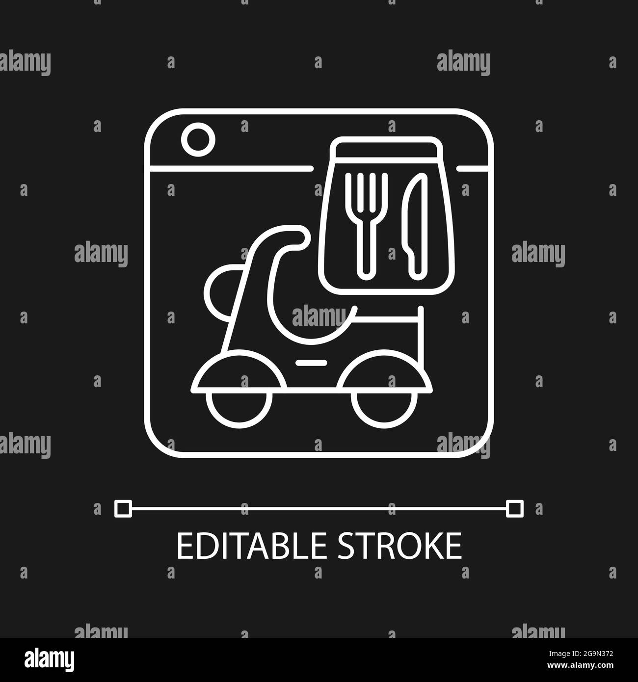 Food delivery service white linear icon for dark theme Stock Vector ...