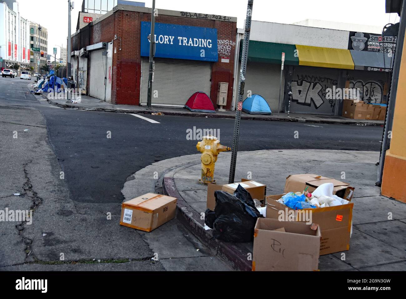 Skid Row, Downtown Central Los Angeles, California, USA, June 2021. Los ...