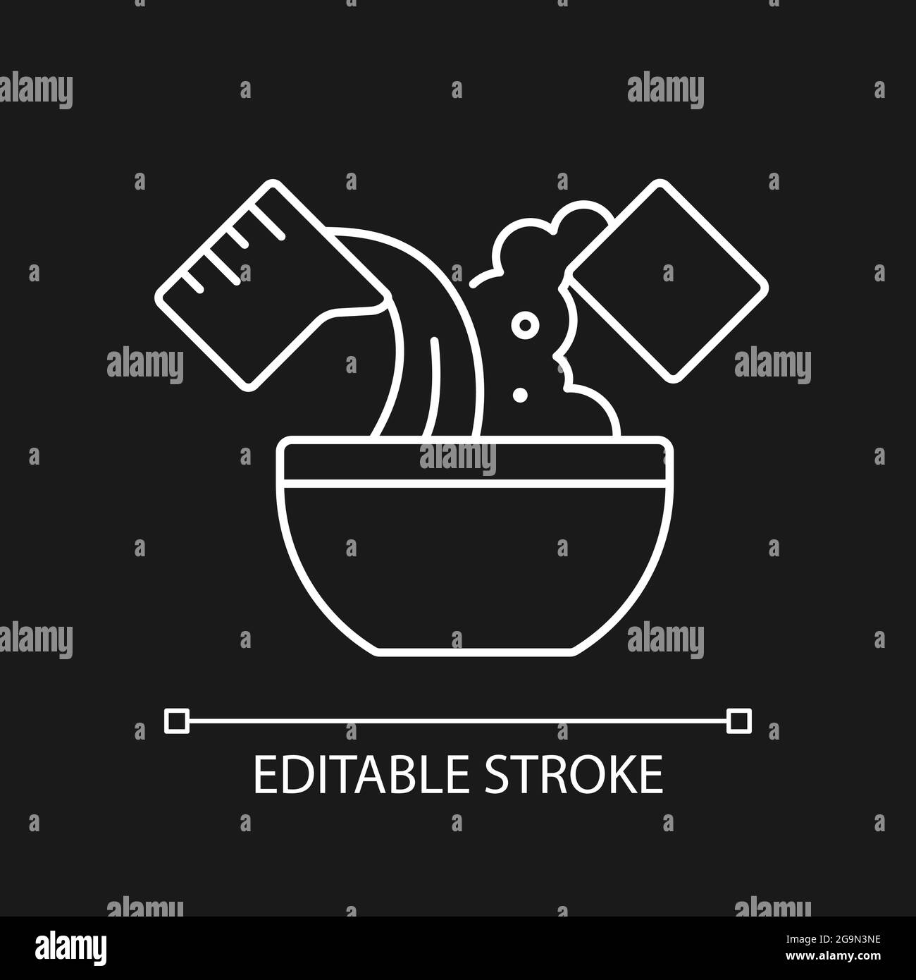 Mixing cooking ingredient white linear icon for dark theme Stock Vector ...