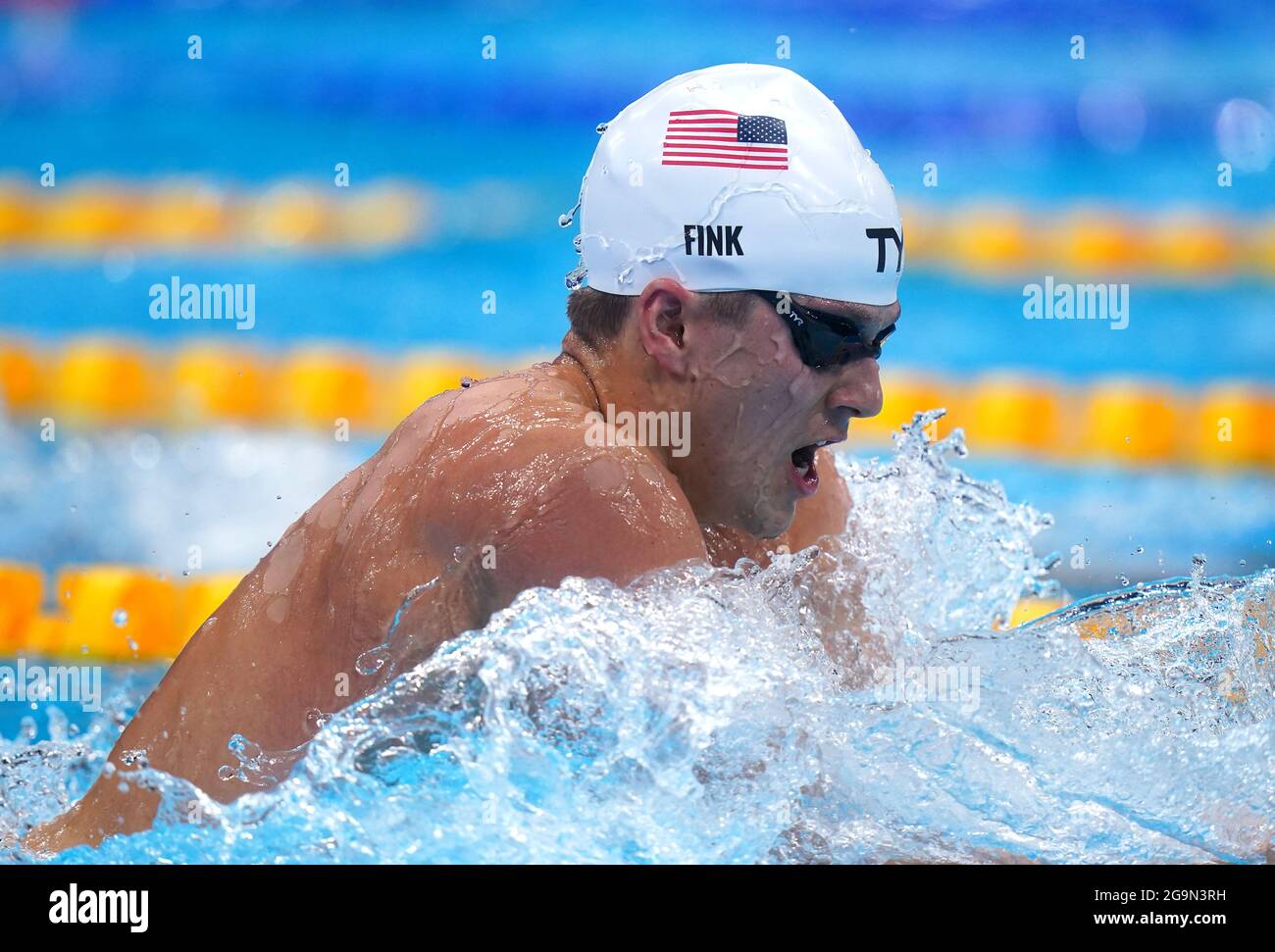 USA's Nic Fink during the Mens 200m Breaststroke heat 5 at the Tokyo ...