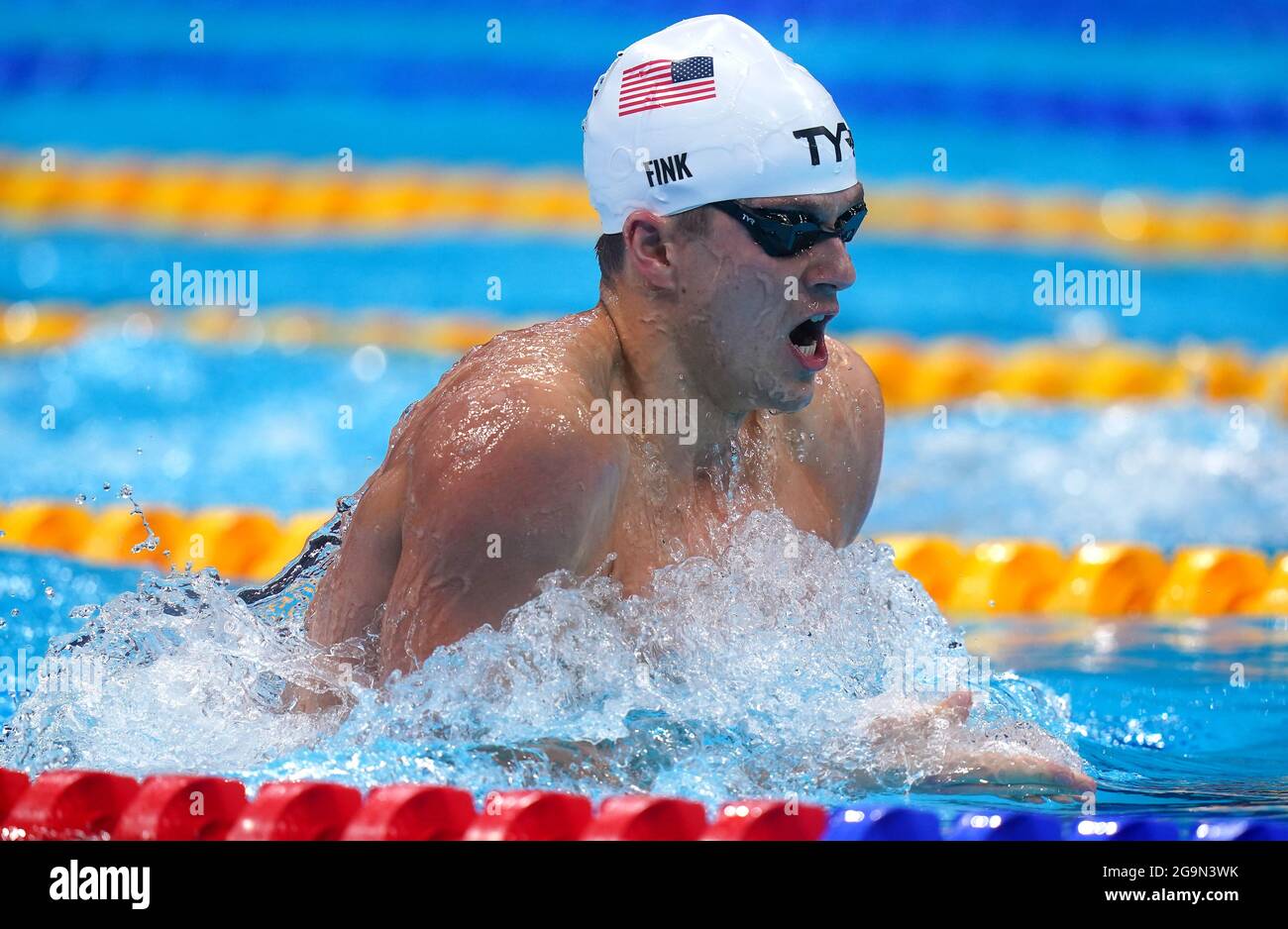 USA's Nic Fink during the Mens 200m Breaststroke heat 5 at the Tokyo ...