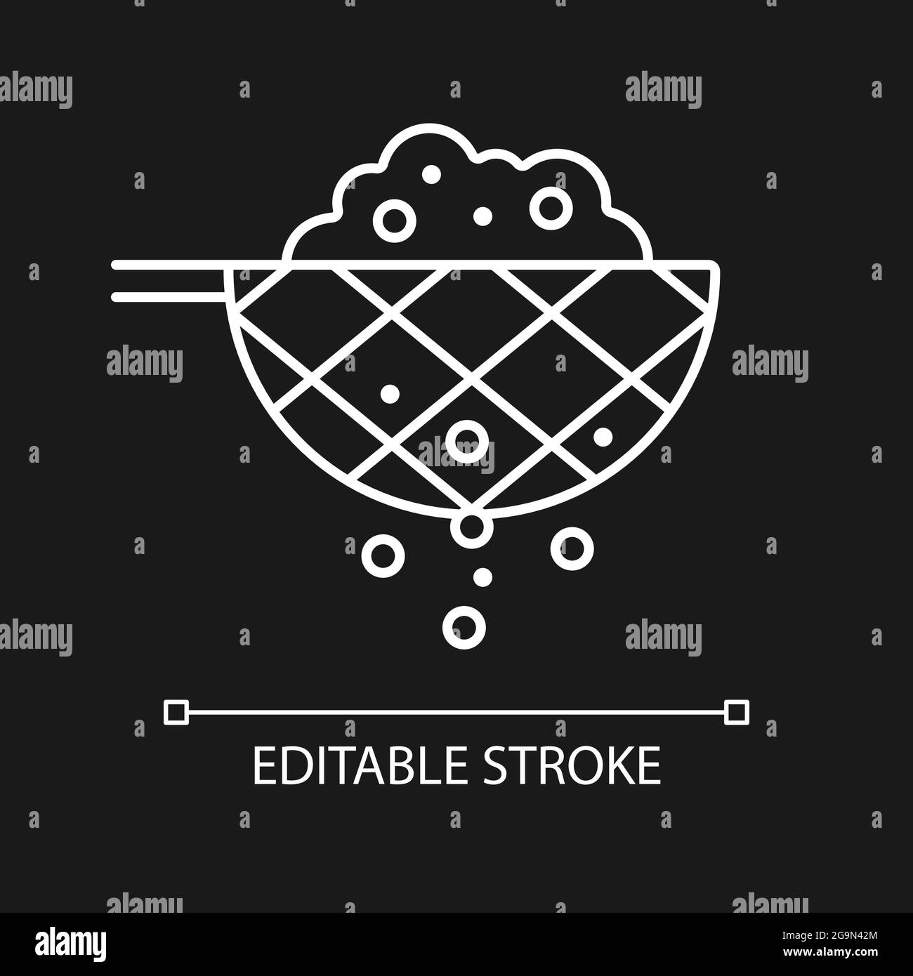 Sift cooking ingredient white linear icon for dark theme Stock Vector ...
