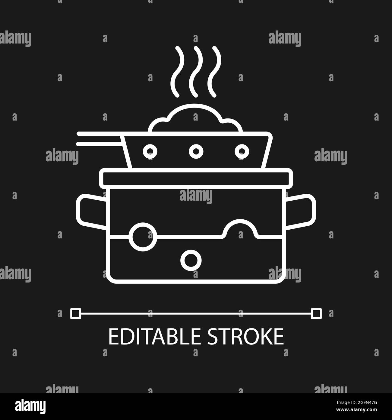 Steam for cooking white linear icon for dark theme Stock Vector Image ...