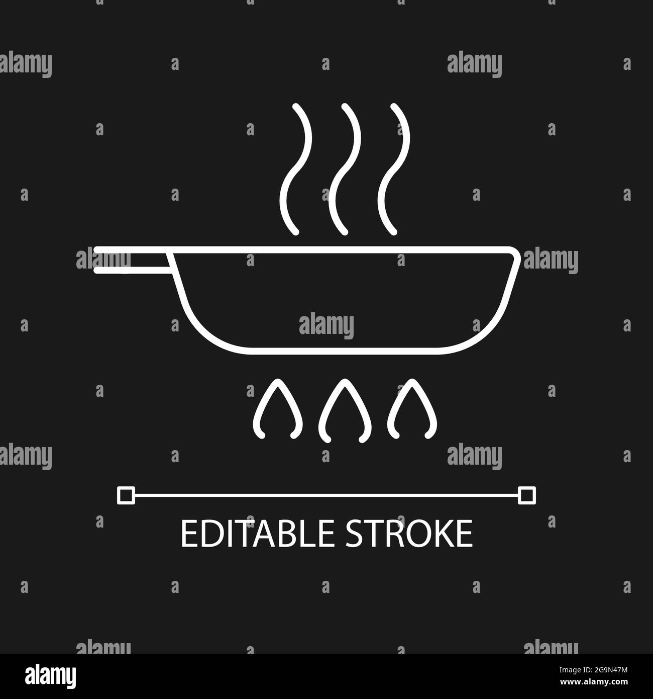 Fry pan white linear icon for dark theme Stock Vector Image & Art - Alamy