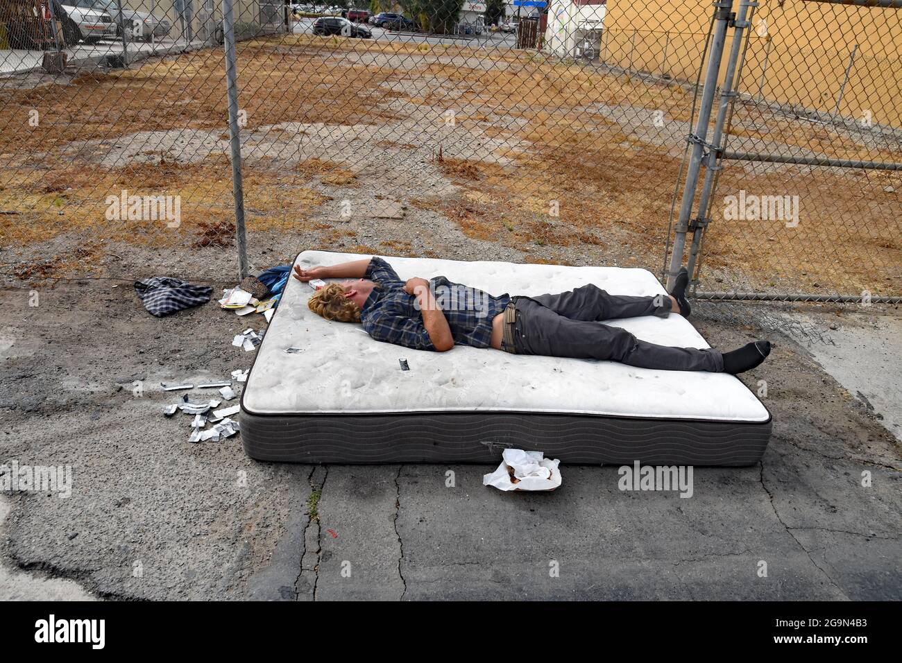 Skid Row, Downtown Central Los Angeles, California, USA, June 2021. Los ...