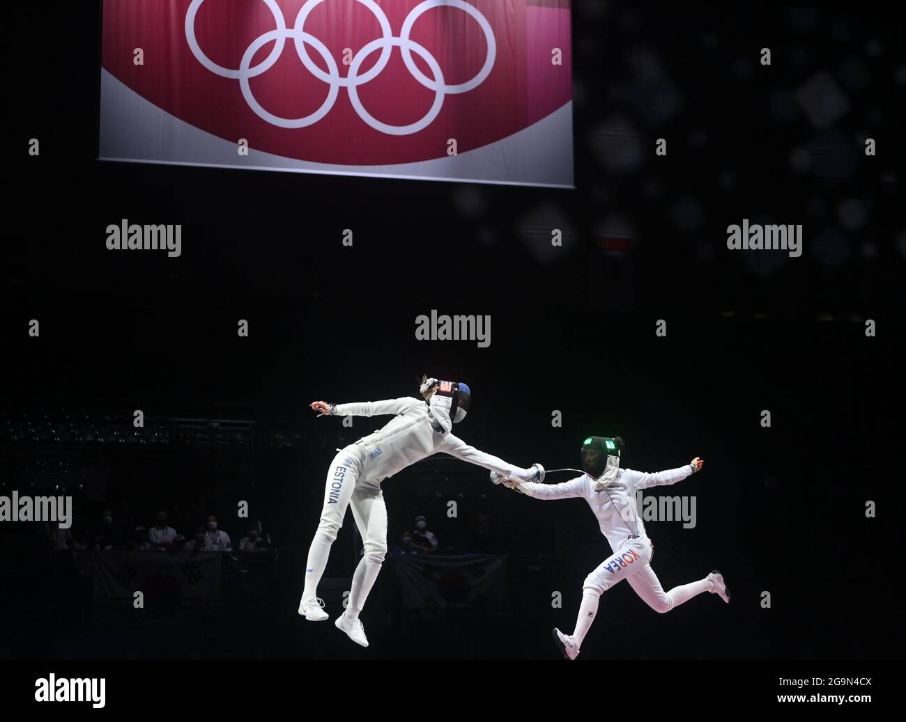 Tokyo, Japan. 27th July, 2021. Katrina Lehis (L) of Estonia competes ...