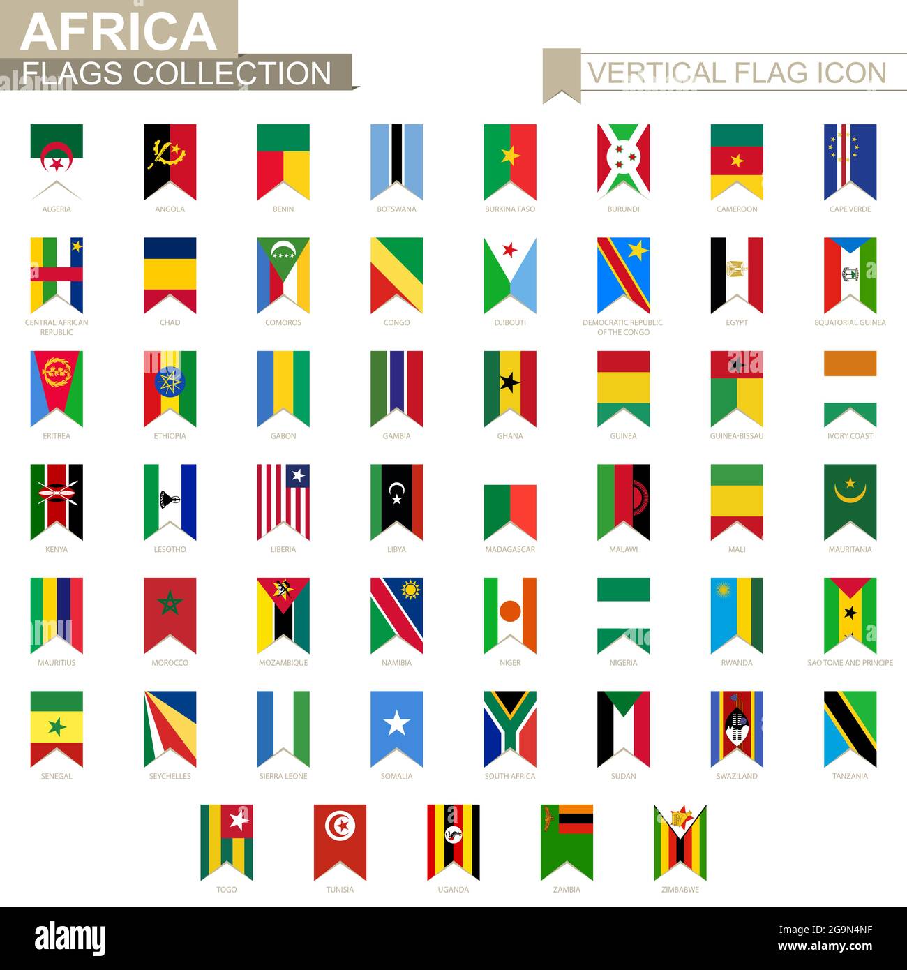Vertical flag icon of Africa. African countries vector flag collection ...