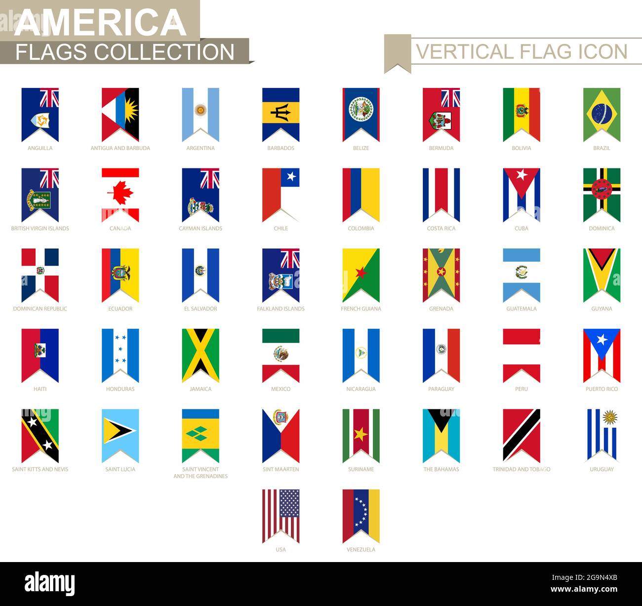 Vertical flag icon of America. American countries vector flag ...