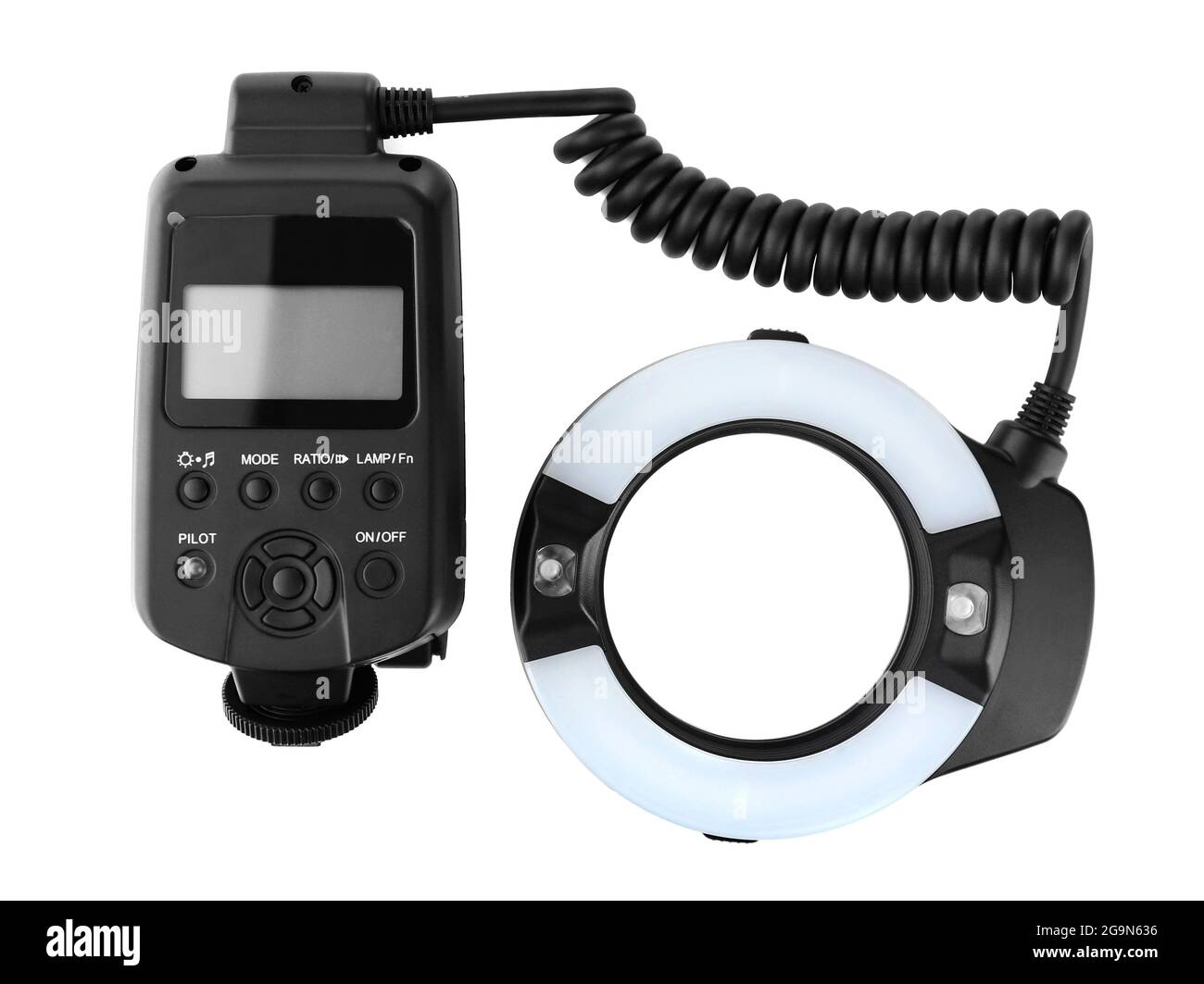 Ring flash of camera isolated on white Stock Photo - Alamy