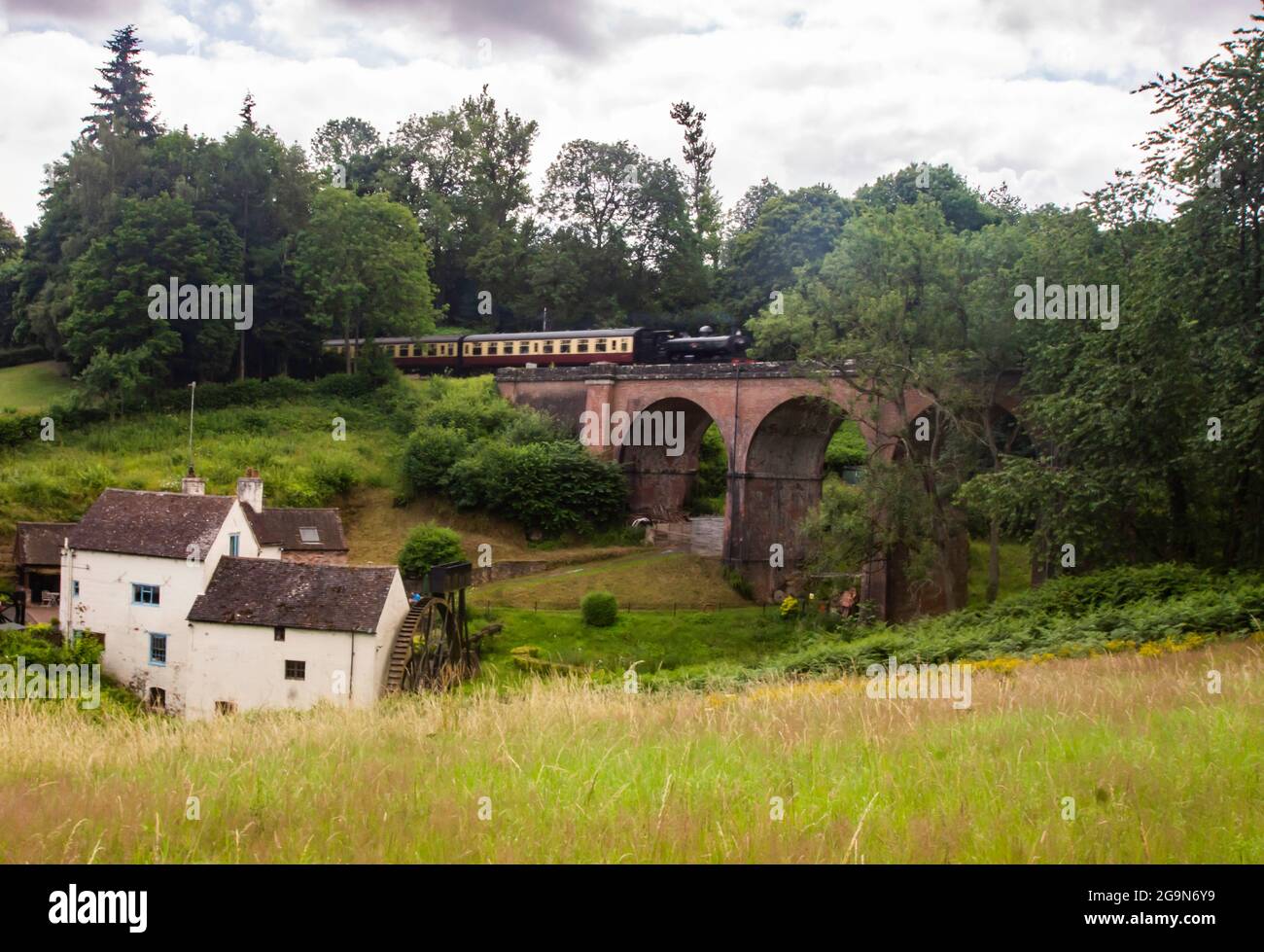 GWR Pannier 7714 Steam engine heading a passenger train over the ...