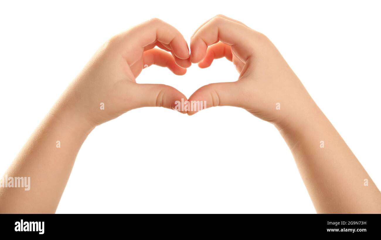 Heart shaped by child hands isolated on white Stock Photo - Alamy