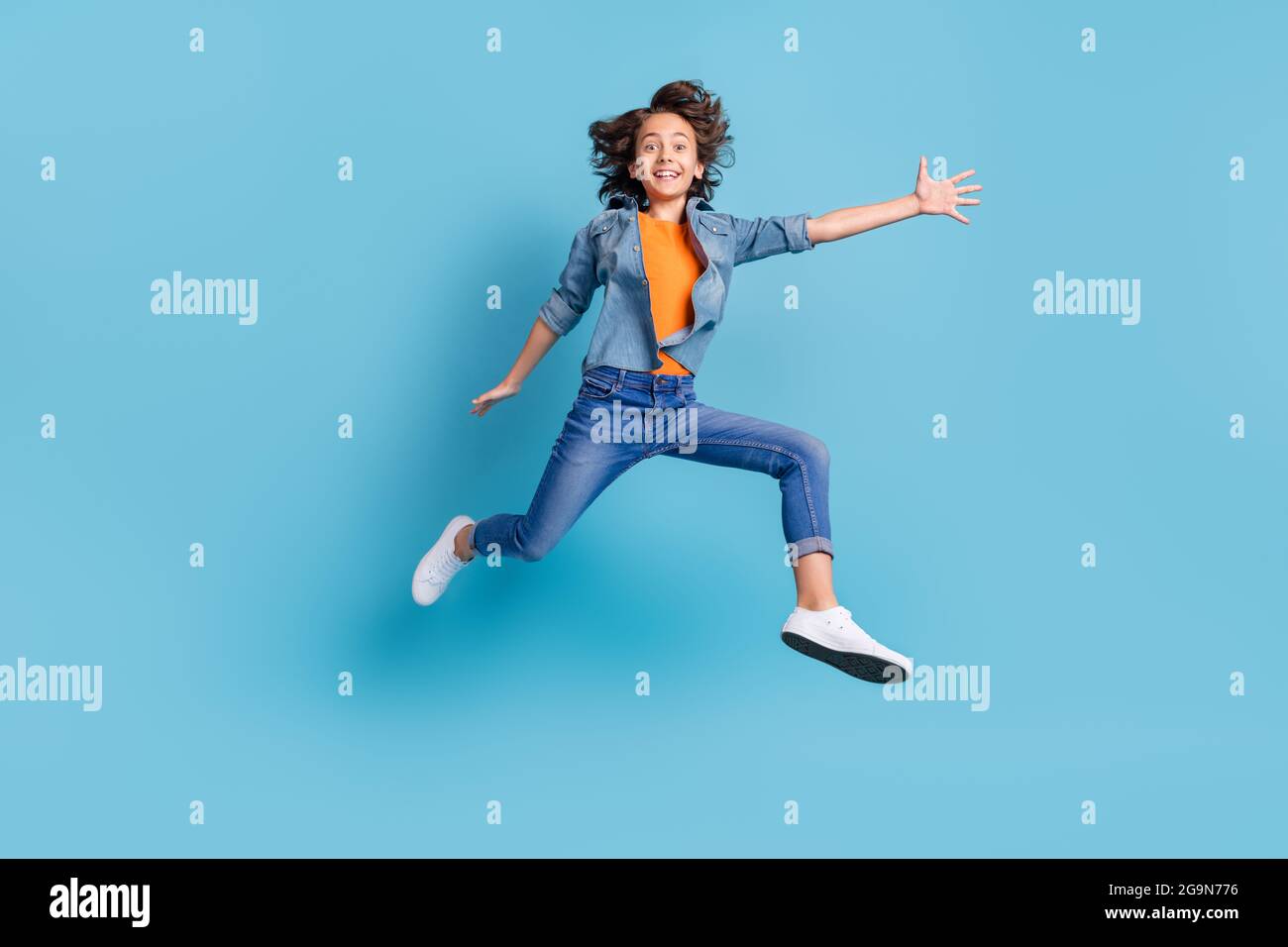 Full size photo of young cheerful boy happy positive smile have fun ...