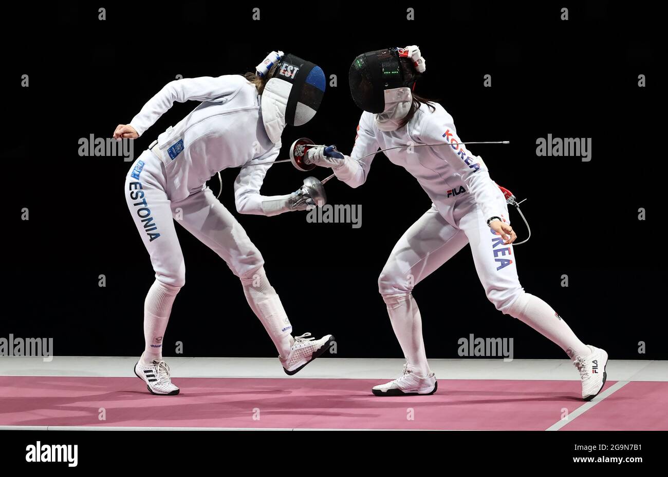 27th July, 2021. South Korean women's team epee event Lee Hye-in (R) of ...