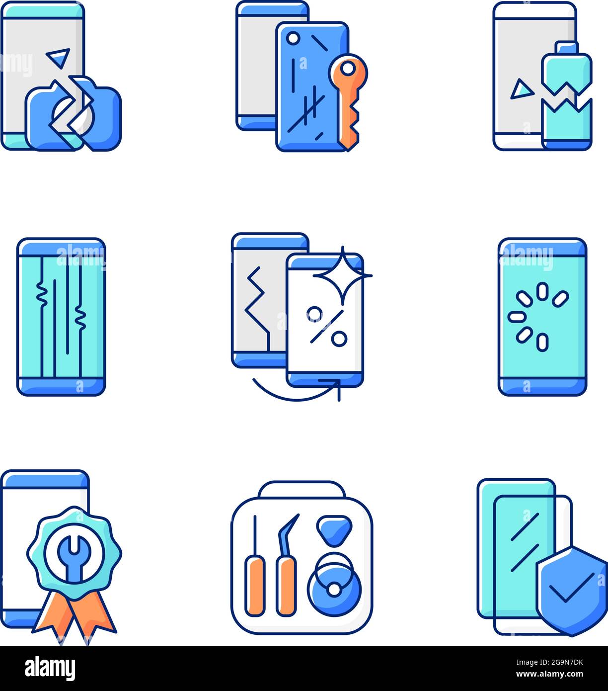 Phone repair RGB color icons set Stock Vector Image & Art - Alamy