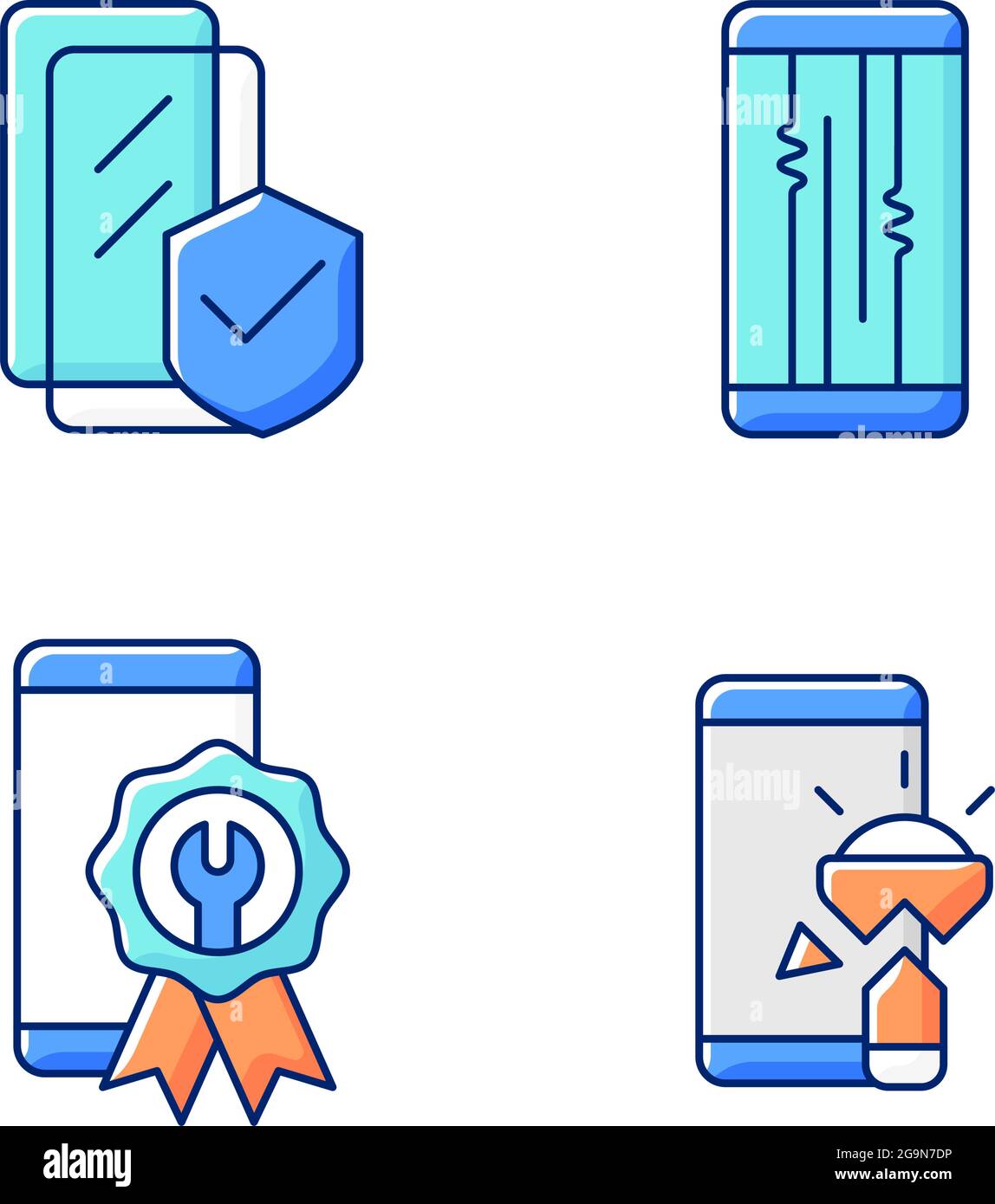 Common phone breakdowns RGB color icons set Stock Vector Image & Art ...